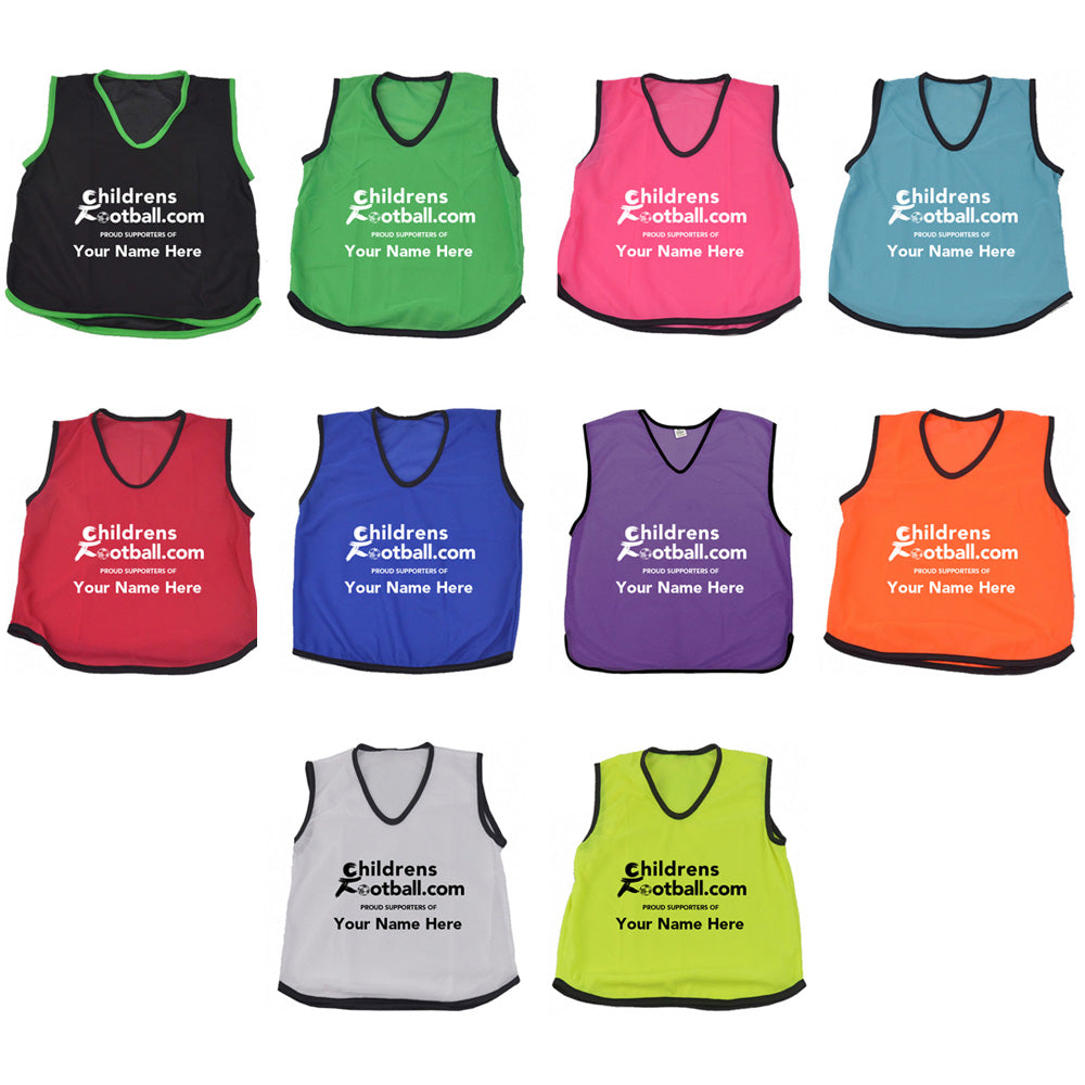 Pack of 10 Personalised Football Training Bibs | ChildrensFootball.com